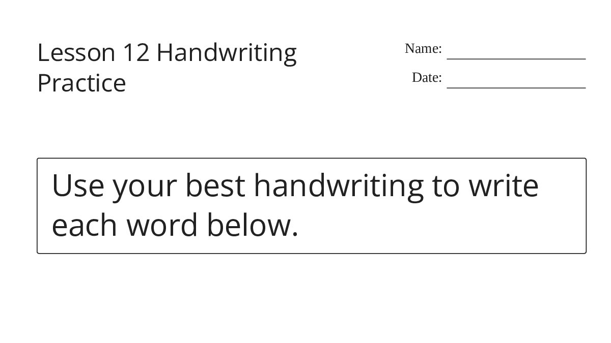 Lesson 12 Handwriting Practice - My Worksheet Maker: Create Your Own ...