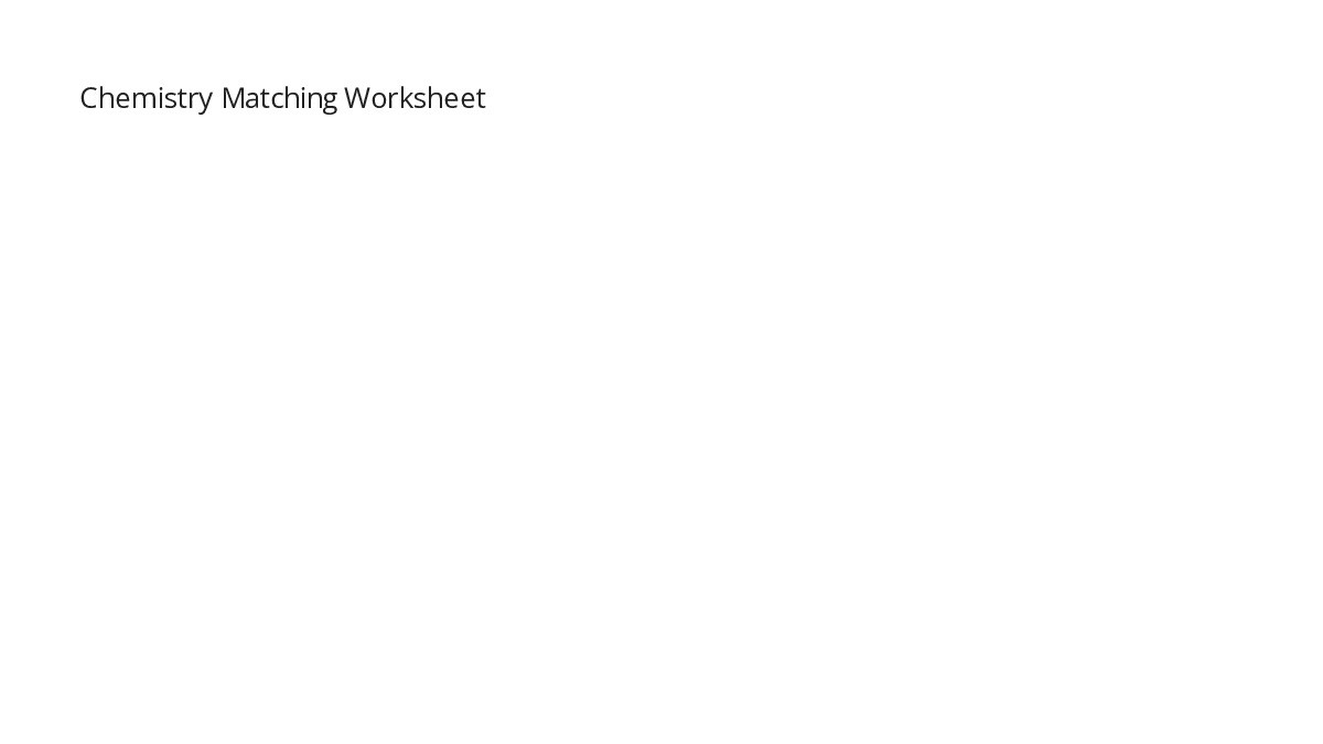 Chemistry Matching Worksheet - My Worksheet Maker: Create Your Own ...
