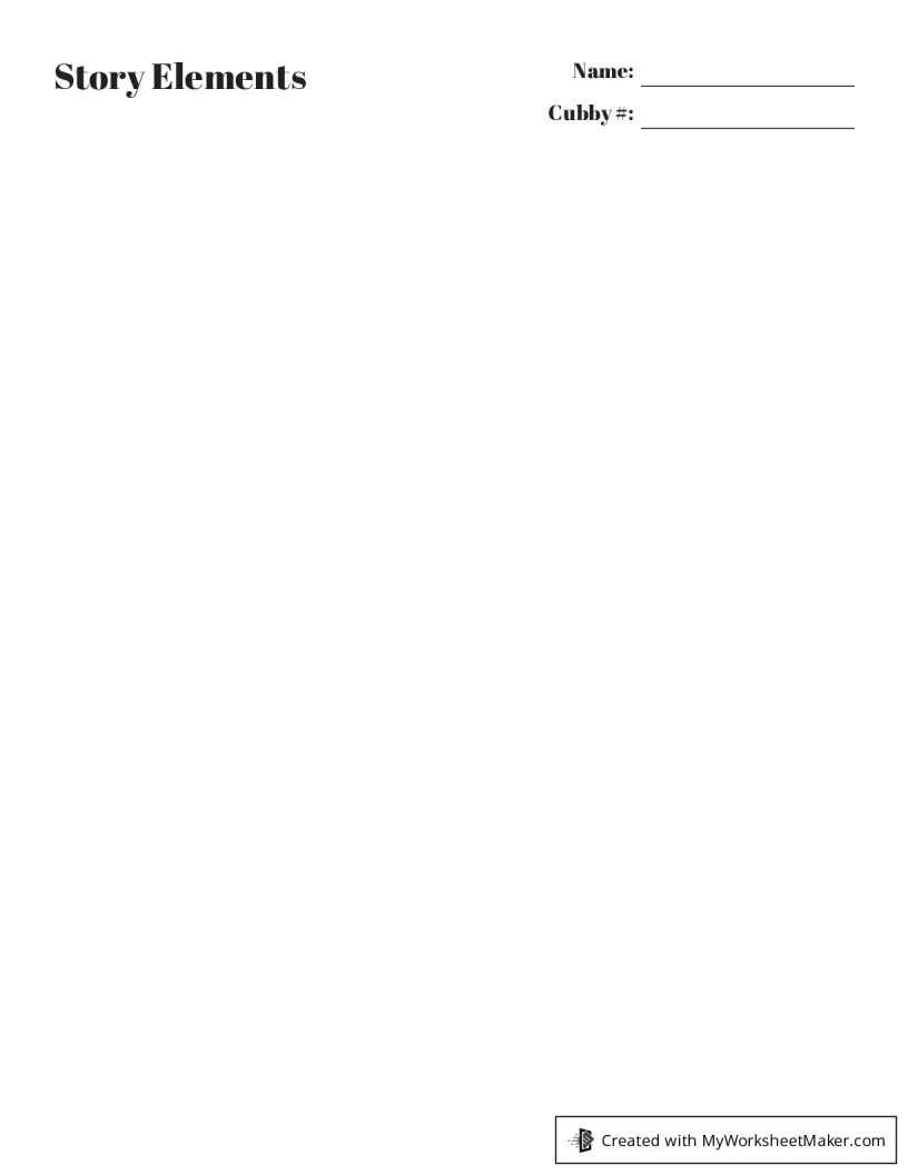 Story Elements - My Worksheet Maker: Create Your Own Worksheets