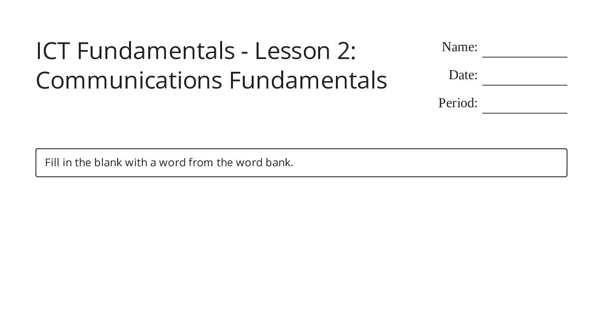 ICT Fundamentals - Lesson 2: Communications Fundamentals - My Worksheet ...
