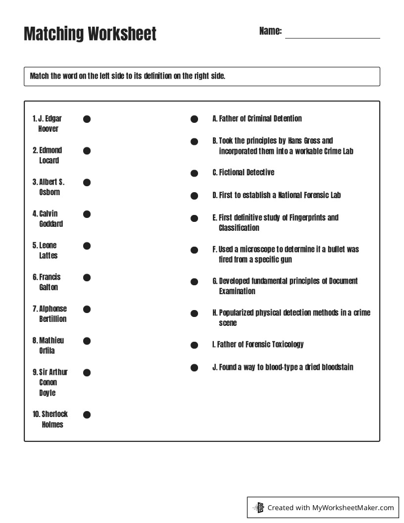 Matching Worksheet - My Worksheet Maker: Create Your Own Worksheets