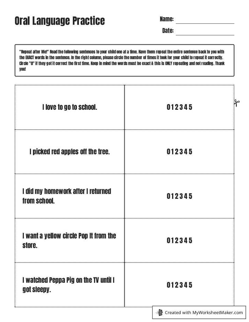 Oral Language Practice - My Flashcard Maker: Create Your Own Flashcards