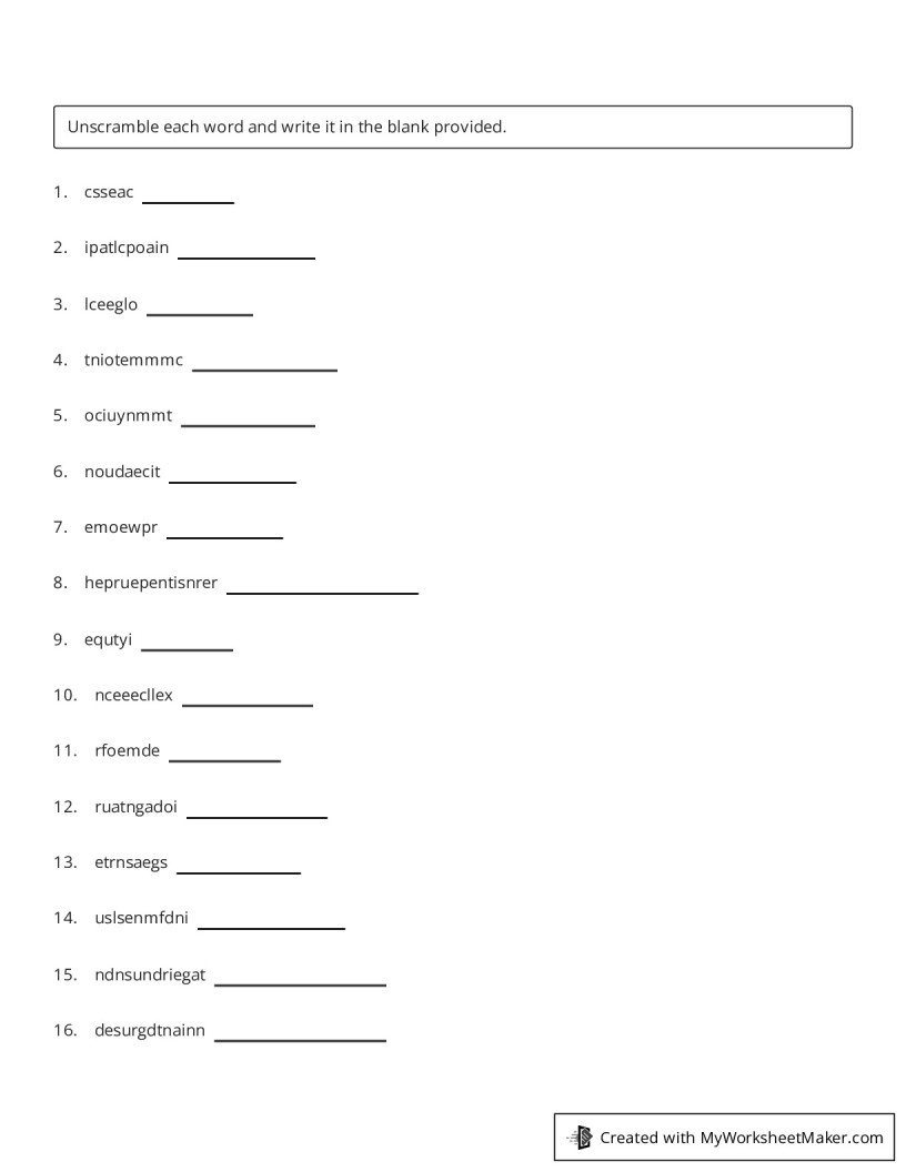 Worksheet - My Worksheet Maker: Create Your Own Worksheets