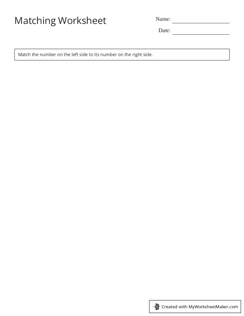 Matching Worksheet - My Worksheet Maker: Create Your Own Worksheets