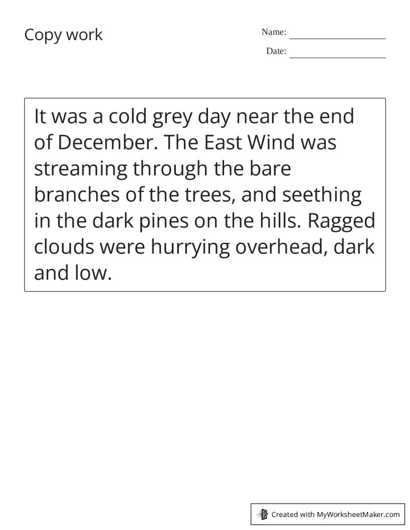 Copy work - My Worksheet Maker: Create Your Own Worksheets