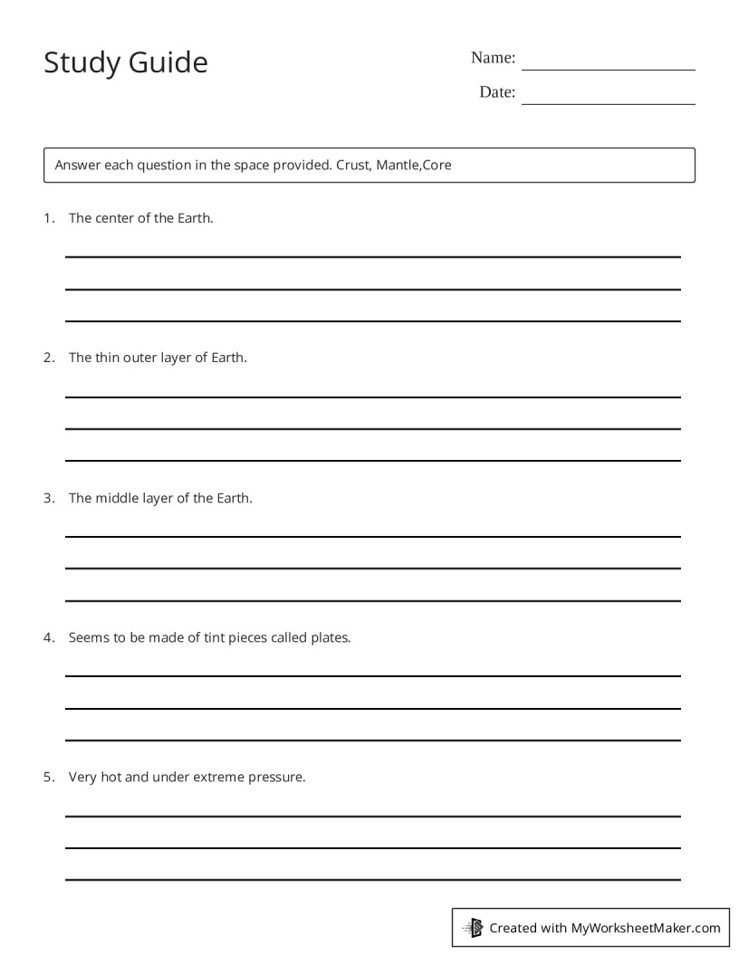 Study Guide - My Worksheet Maker: Create Your Own Worksheets