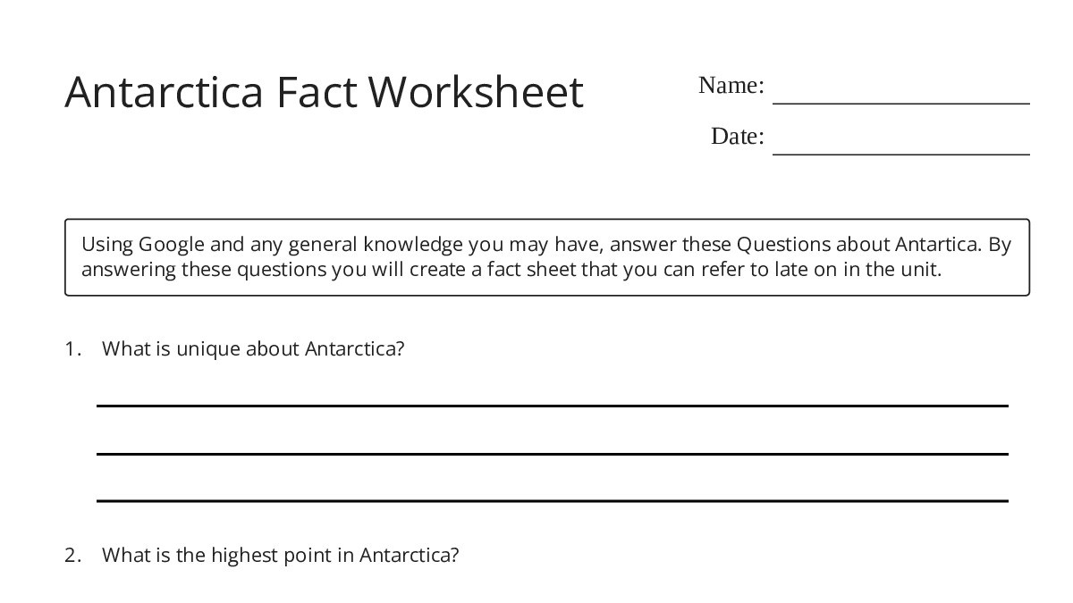 Antarctica Fact Worksheet - My Worksheet Maker: Create Your Own Worksheets
