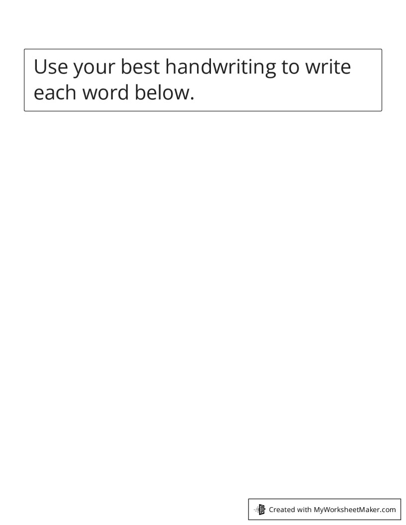 Handwriting Practice - My Worksheet Maker: Create Your Own Worksheets