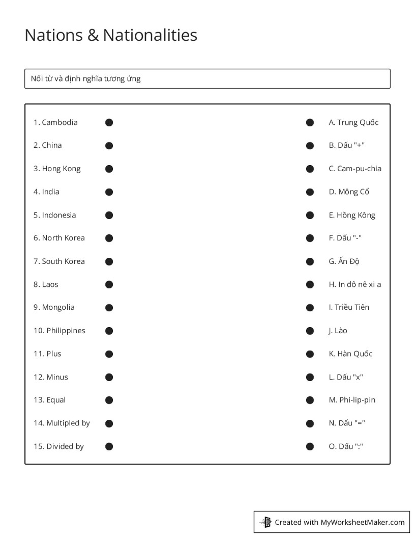 Nations & Nationalities - My Worksheet Maker: Create Your Own Worksheets