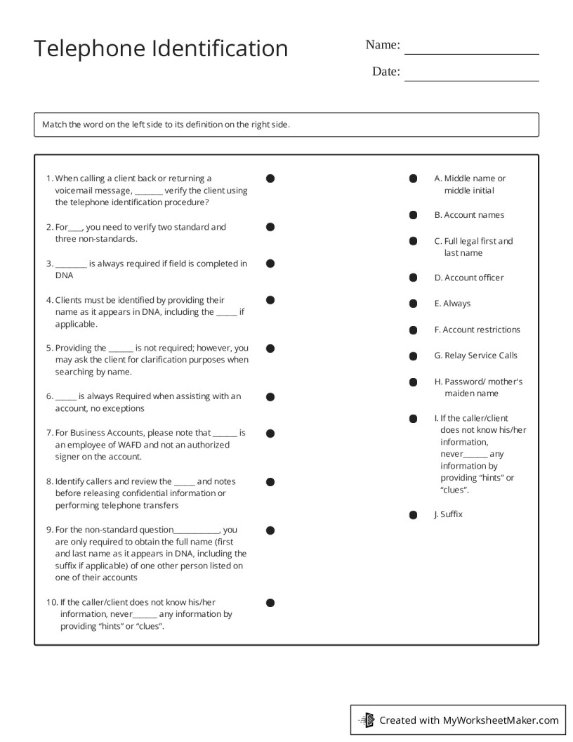 Telephone Identification - My Worksheet Maker: Create Your Own Worksheets