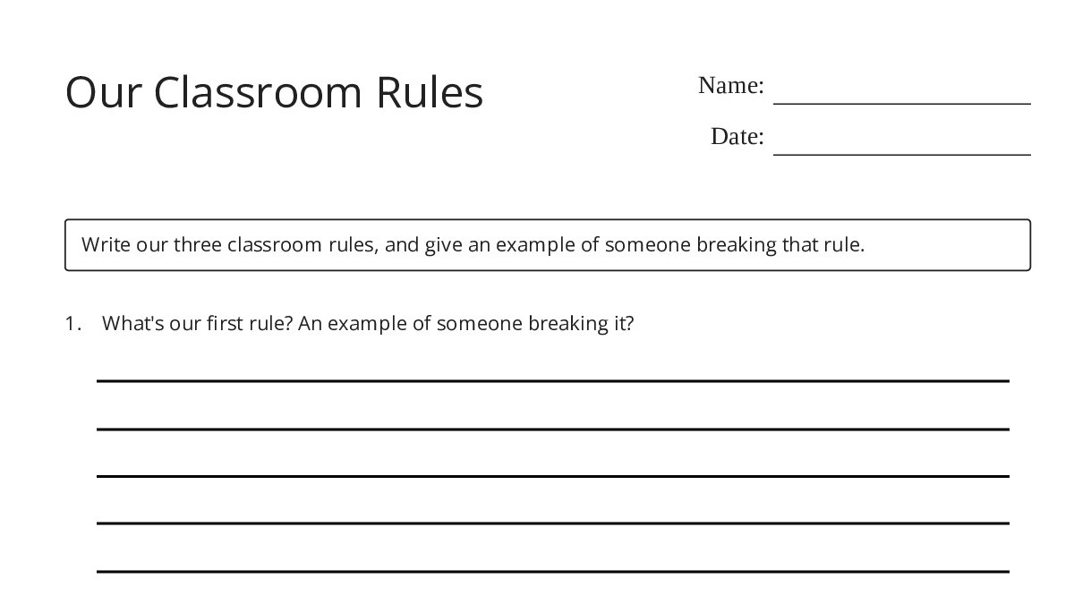 Our Classroom Rules - My Worksheet Maker: Create Your Own Worksheets