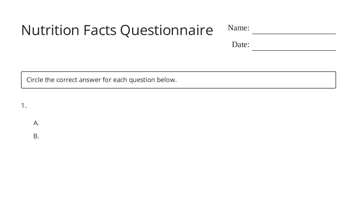 Nutrition Facts Questionnaire - My Worksheet Maker: Create Your Own ...