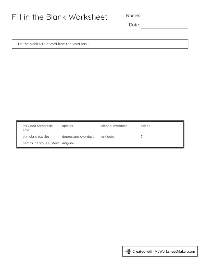 Fill in the Blank Worksheet - My Worksheet Maker: Create Your Own ...