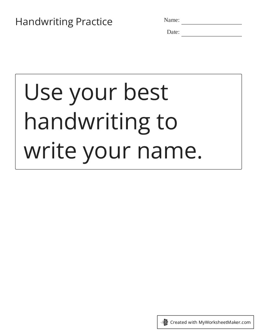 Handwriting Practice - My Worksheet Maker: Create Your Own Worksheets