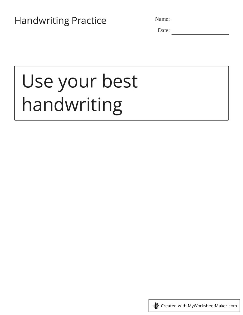 Handwriting Practice - My Worksheet Maker: Create Your Own Worksheets