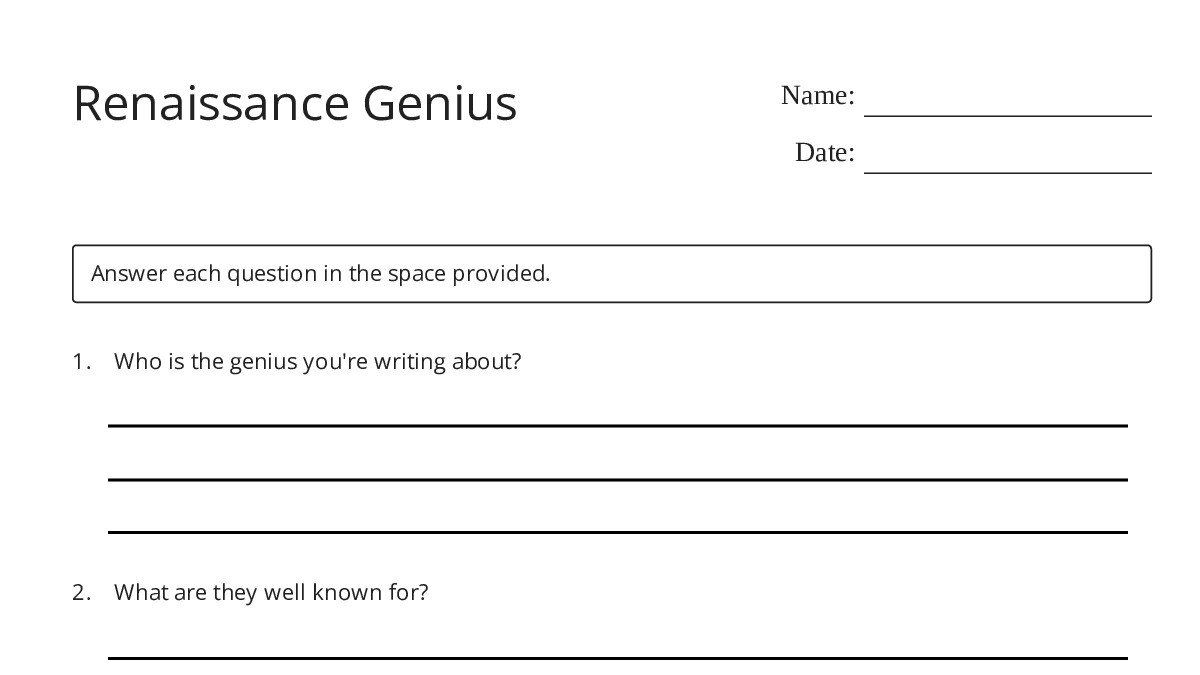 Renaissance Genius - My Worksheet Maker: Create Your Own Worksheets