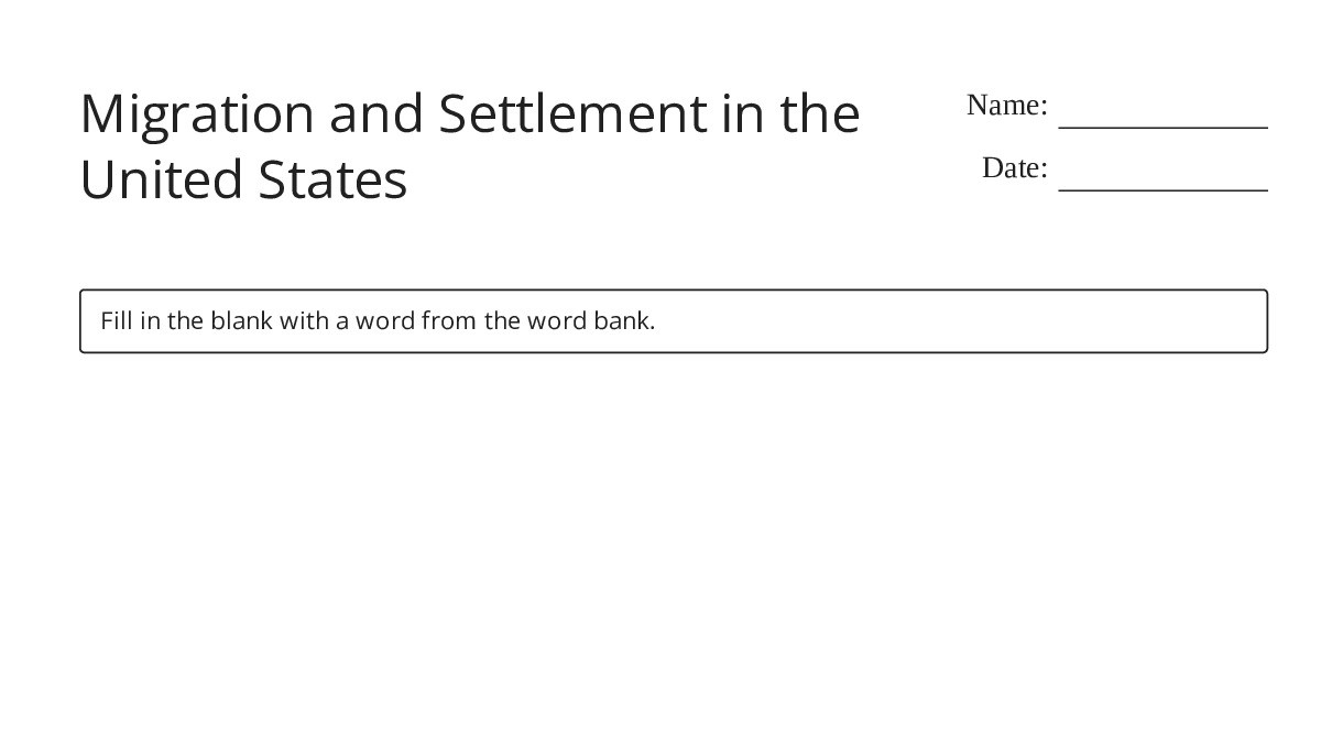Migration and Settlement in the United States - My Worksheet Maker ...