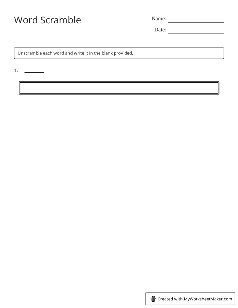 Word Scramble - My Worksheet Maker: Create Your Own Worksheets