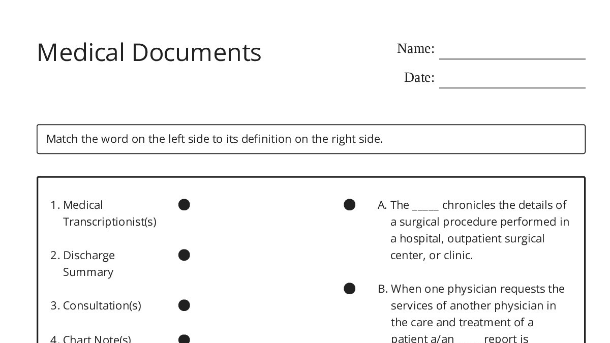 Medical Documents - My Worksheet Maker: Create Your Own Worksheets