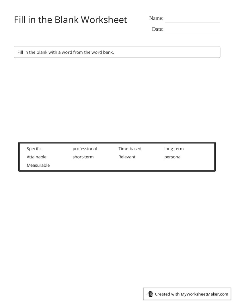 Fill in the Blank Worksheet - My Worksheet Maker: Create Your Own ...