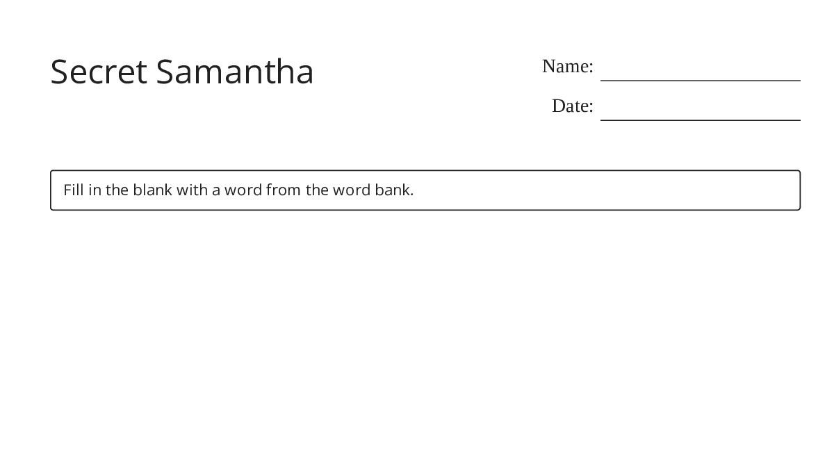 Secret Samantha - My Worksheet Maker: Create Your Own Worksheets