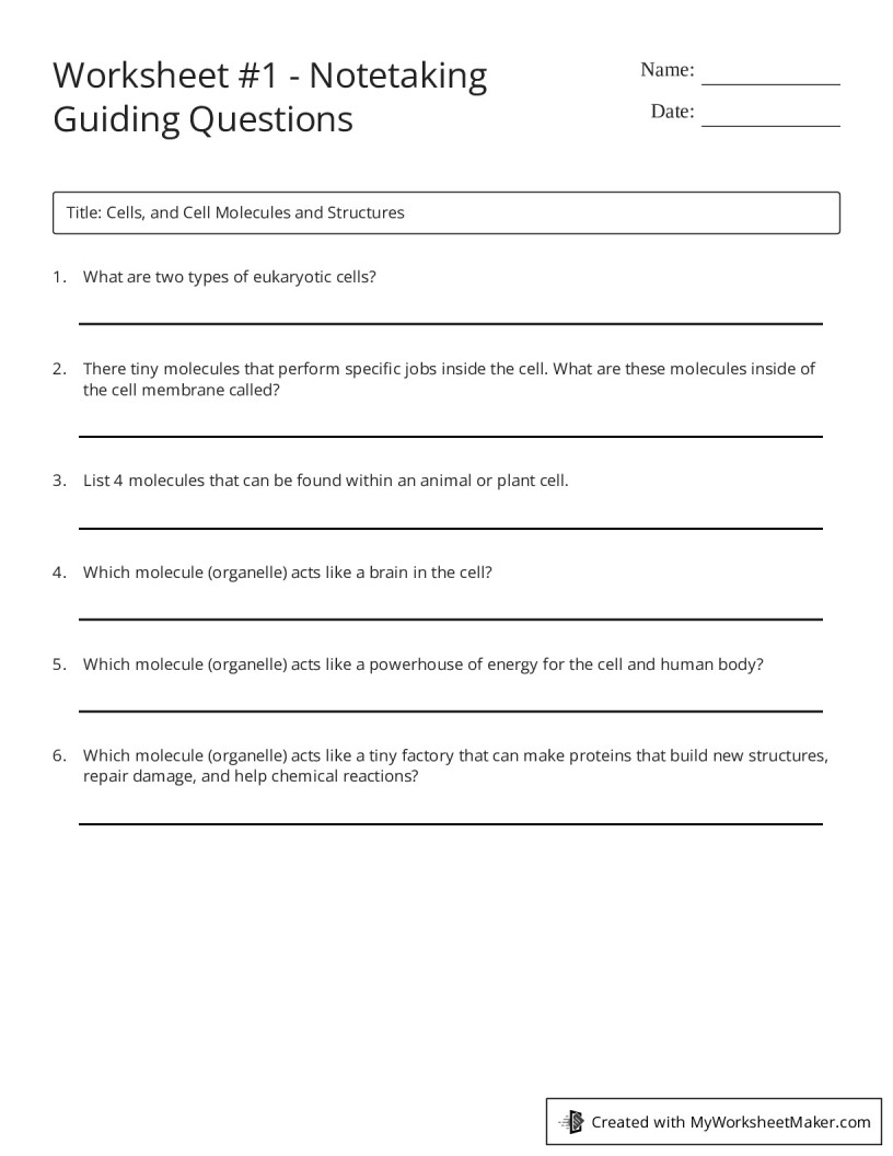 Worksheet #1 - Notetaking Guiding Questions - My Worksheet Maker ...