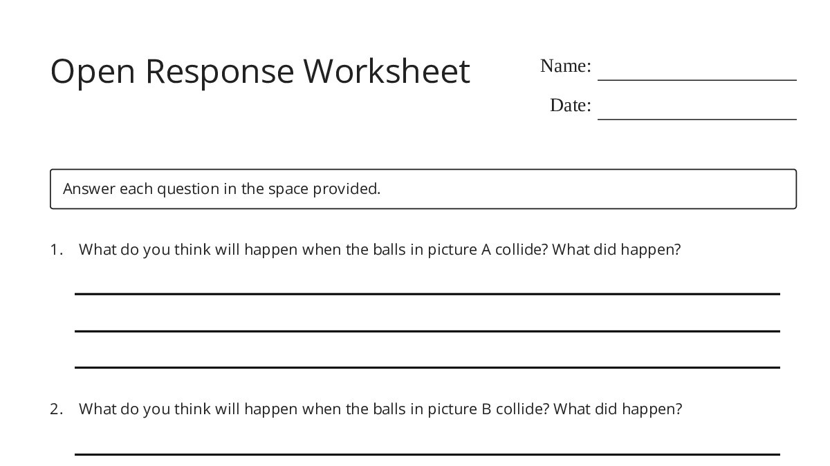 Open Response Worksheet - My Worksheet Maker: Create Your Own Worksheets