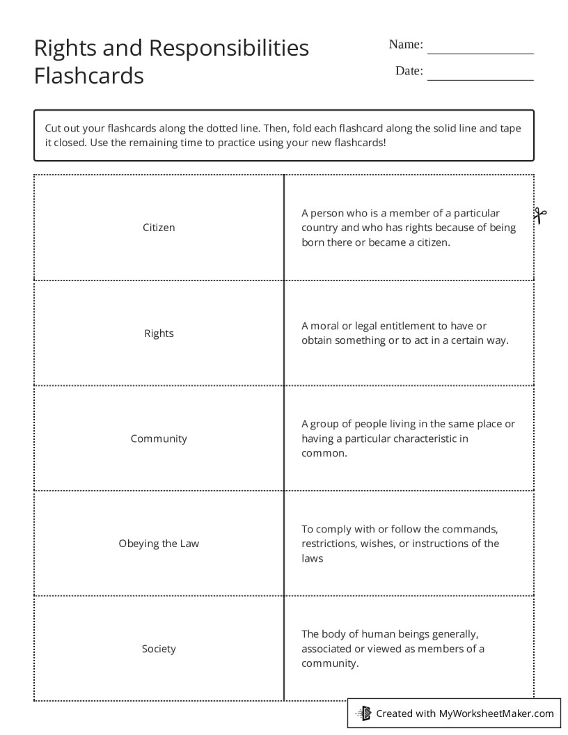 Rights and Responsibilities Flashcards - My Flashcard Maker: Create ...
