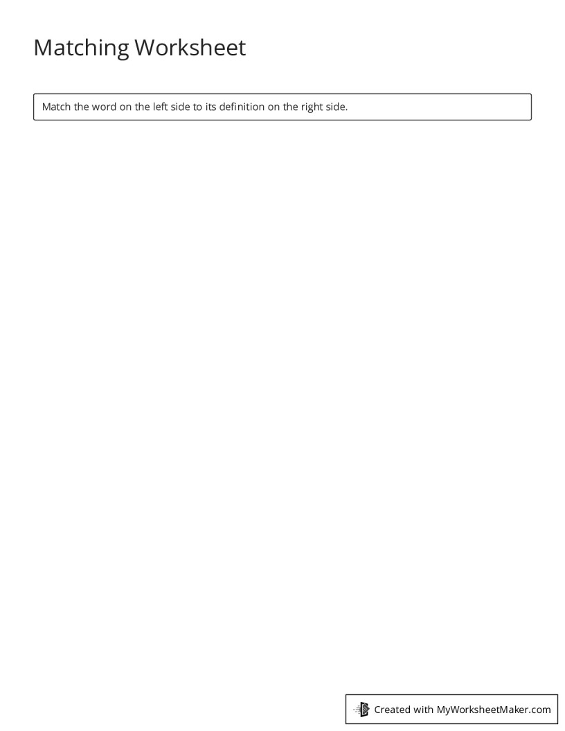 Matching Worksheet - My Worksheet Maker: Create Your Own Worksheets