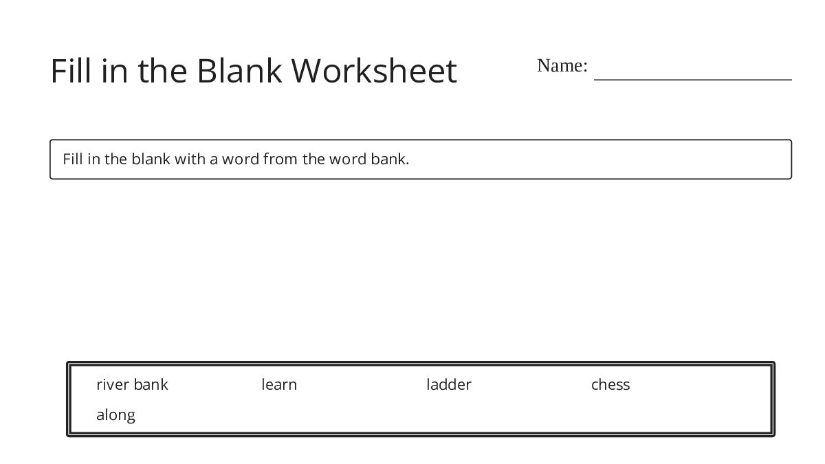 Fill in the Blank Worksheet - My Worksheet Maker: Create Your Own ...