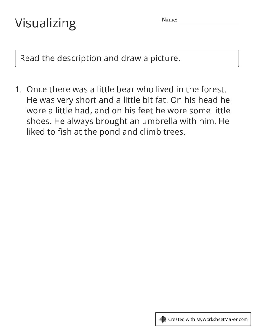 Visualizing - My Worksheet Maker: Create Your Own Worksheets