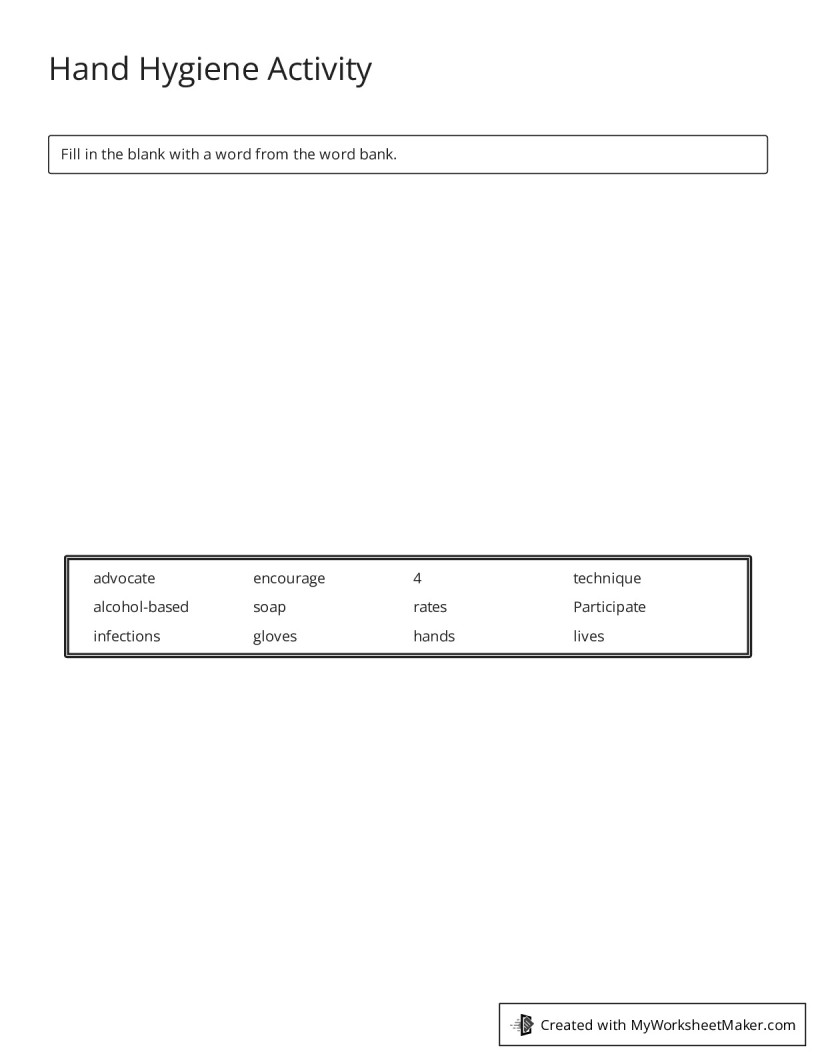 Hand Hygiene Activity - My Worksheet Maker: Create Your Own Worksheets