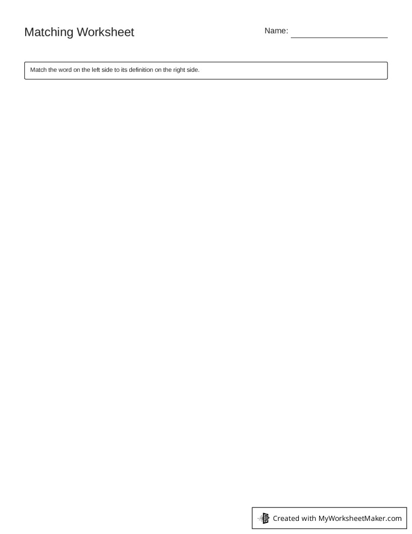 Matching Worksheet - My Worksheet Maker: Create Your Own Worksheets