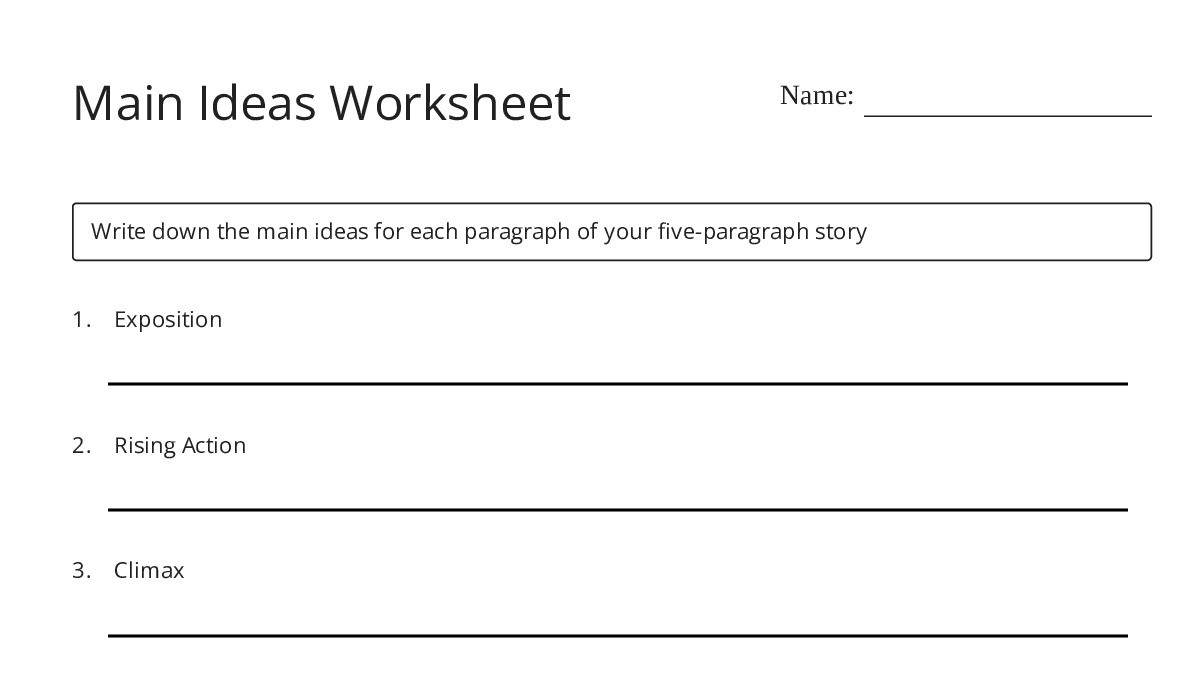 Main Ideas Worksheet - My Worksheet Maker: Create Your Own Worksheets