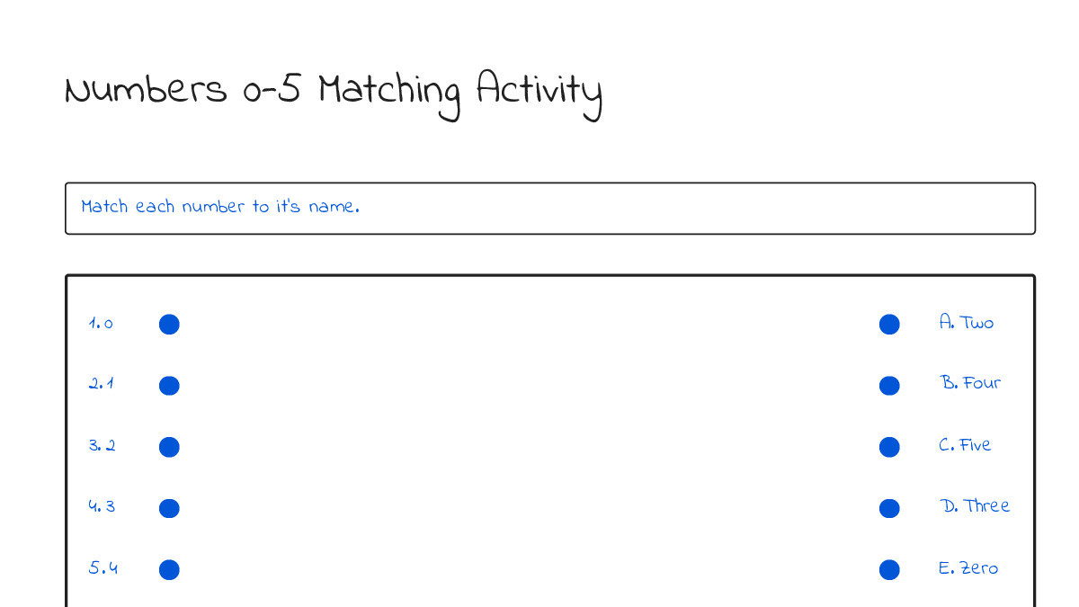 Numbers 0-5 Matching Activity - My Worksheet Maker: Create Your Own ...