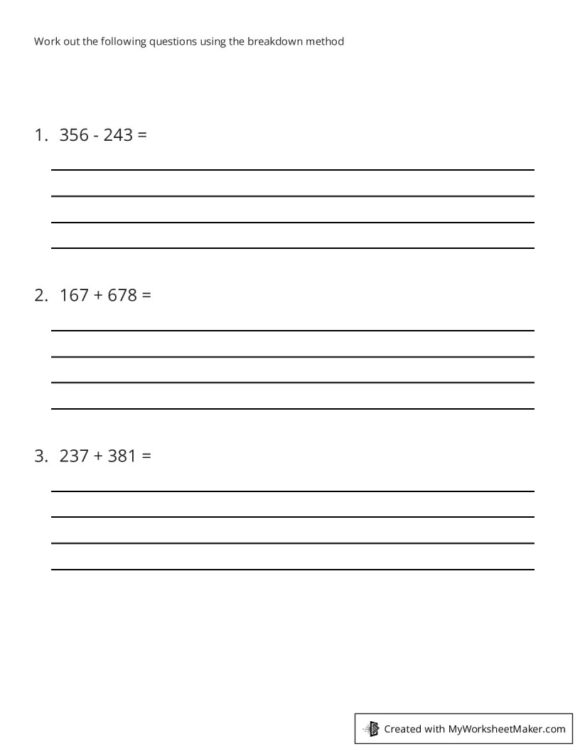 Work out the following questions using the breakdown method - My ...