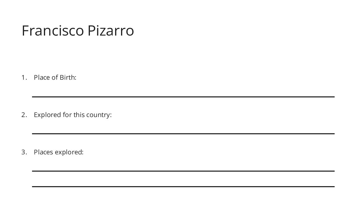 Francisco Pizarro - My Worksheet Maker: Create Your Own Worksheets