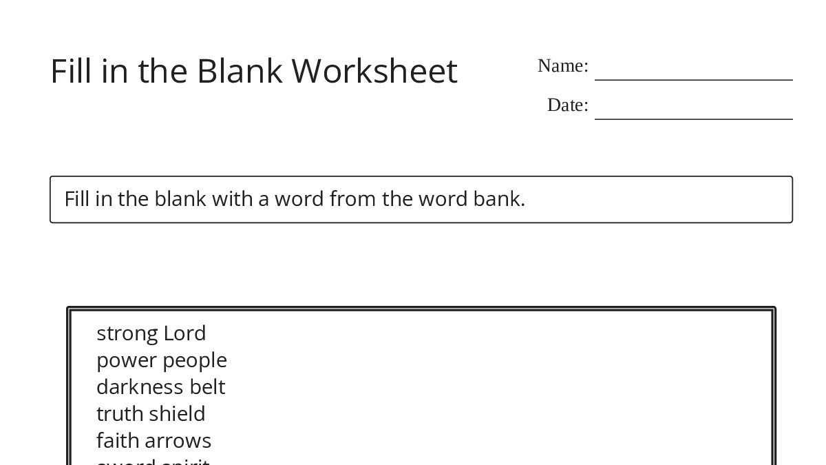 Fill in the Blank Worksheet - My Worksheet Maker: Create Your Own ...