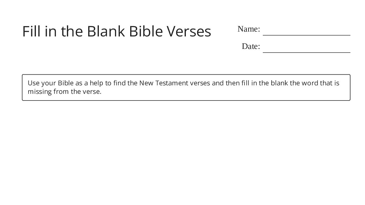 Fill in the Blank Bible Verses - My Worksheet Maker: Create Your Own ...