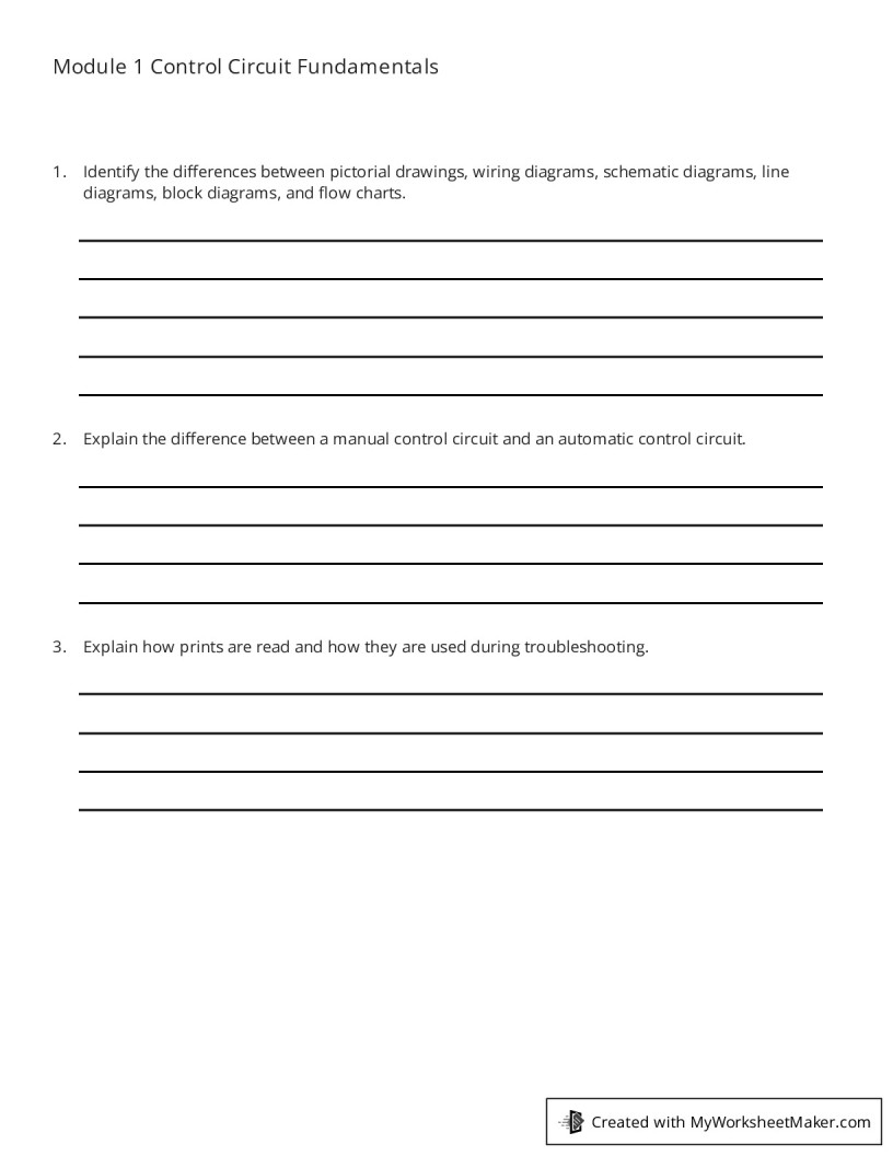Module 1 Control Circuit Fundamentals - My Worksheet Maker: Create Your ...