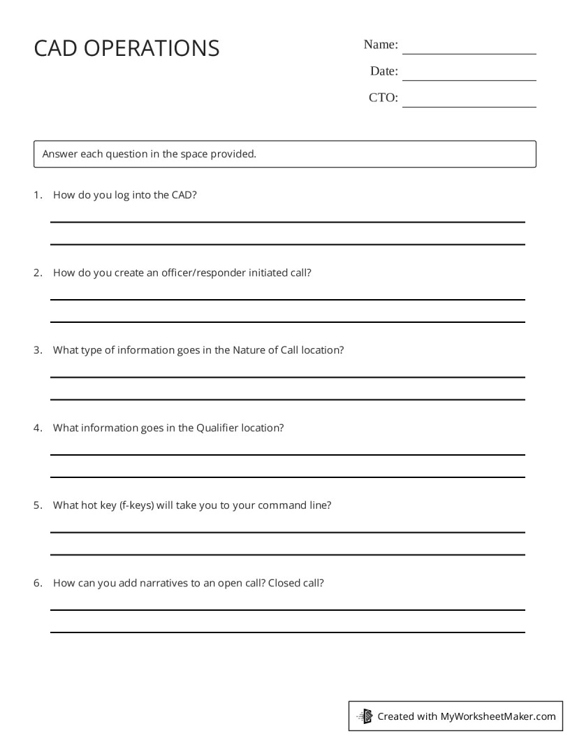 CAD OPERATIONS - My Worksheet Maker: Create Your Own Worksheets