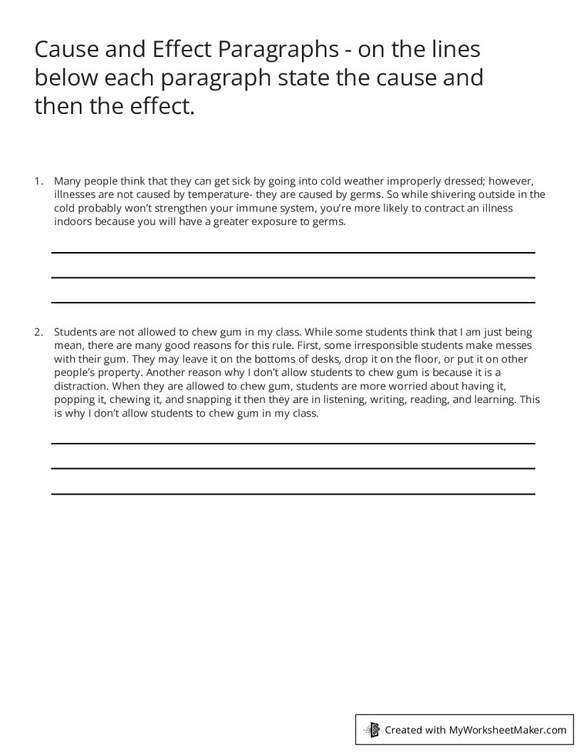 Cause And Effect Paragraphs