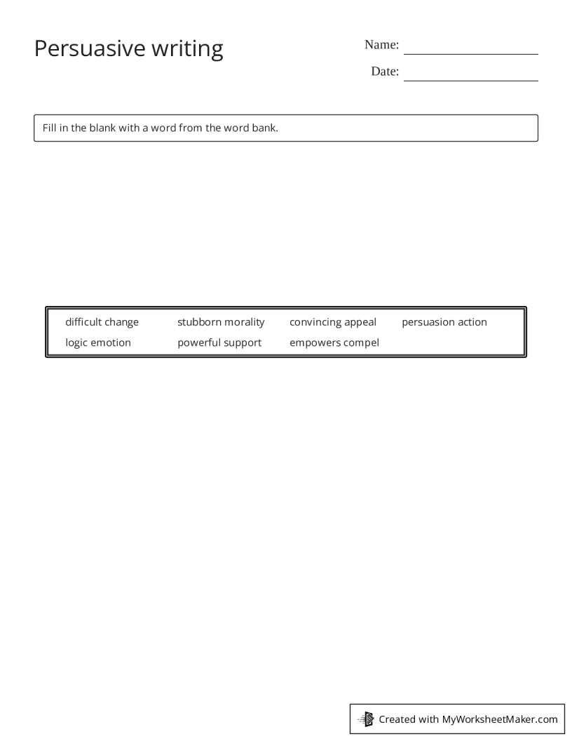 Persuasive writing - My Worksheet Maker: Create Your Own Worksheets