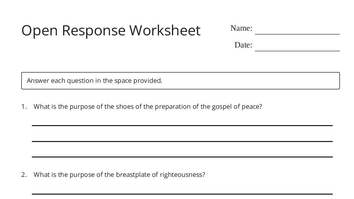 Open Response Worksheet - My Worksheet Maker: Create Your Own Worksheets