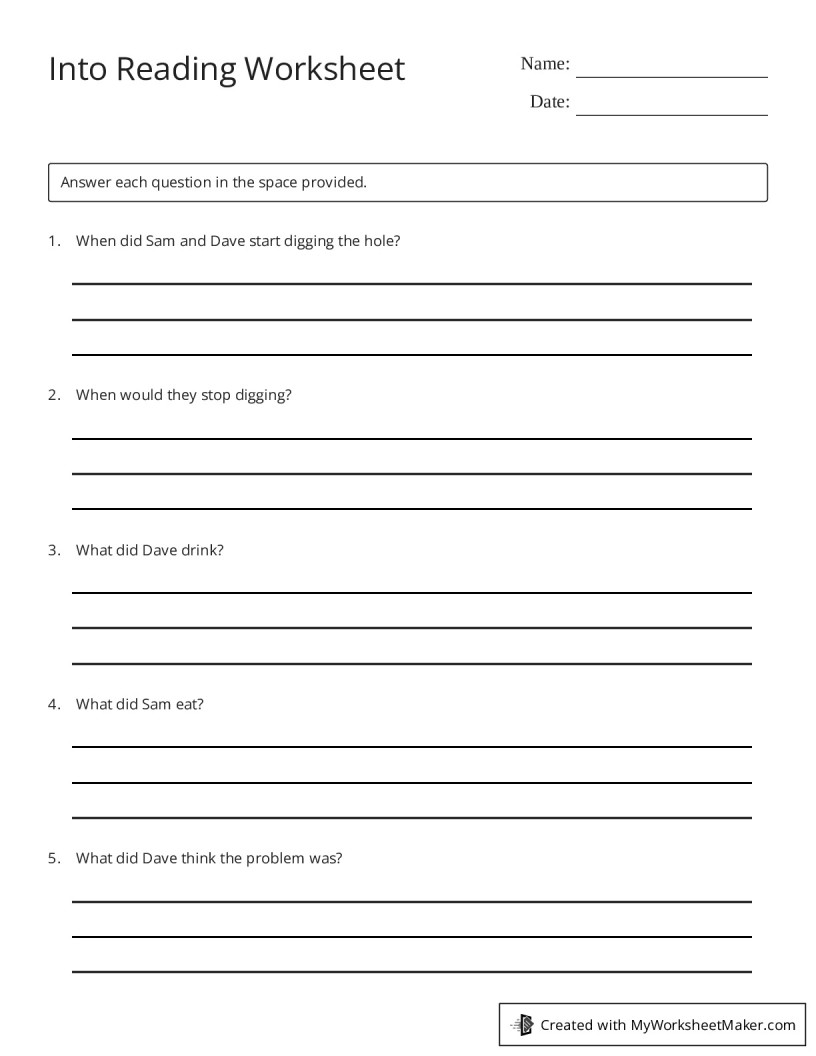 Into Reading Worksheet - My Worksheet Maker: Create Your Own Worksheets
