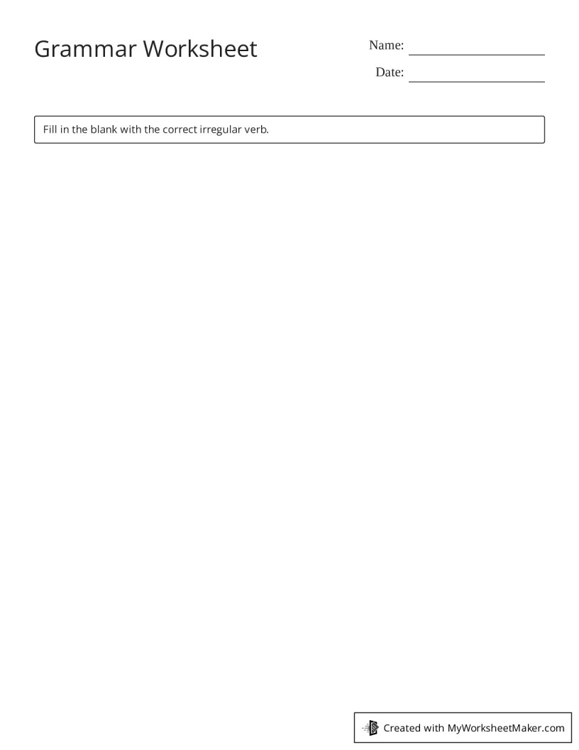 Grammar Worksheet - My Worksheet Maker: Create Your Own Worksheets