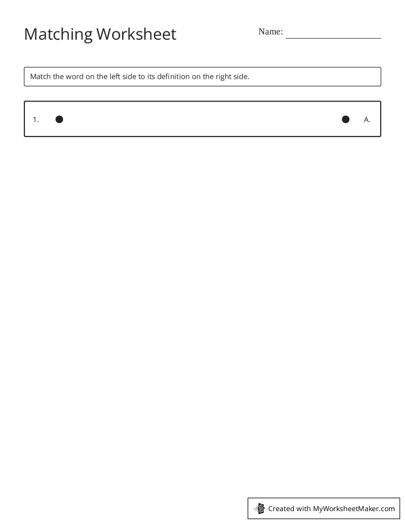 Matching Worksheet - My Worksheet Maker: Create Your Own Worksheets