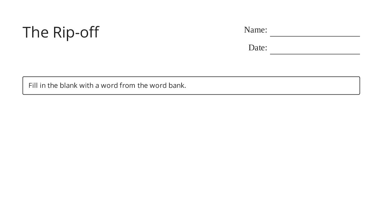 The Rip-off - My Worksheet Maker: Create Your Own Worksheets