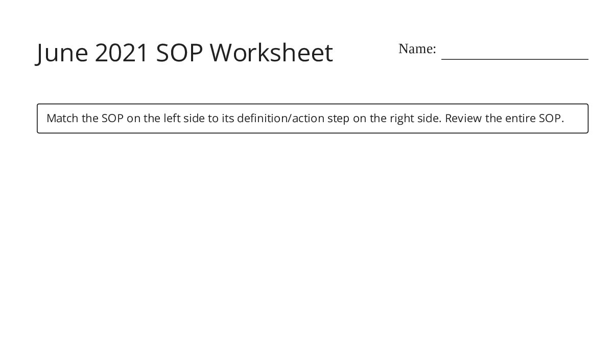 June 2021 SOP Worksheet - My Worksheet Maker: Create Your Own Worksheets