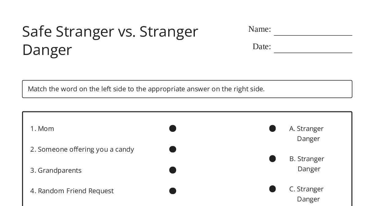 Safe Stranger vs. Stranger Danger - My Worksheet Maker: Create Your Own ...